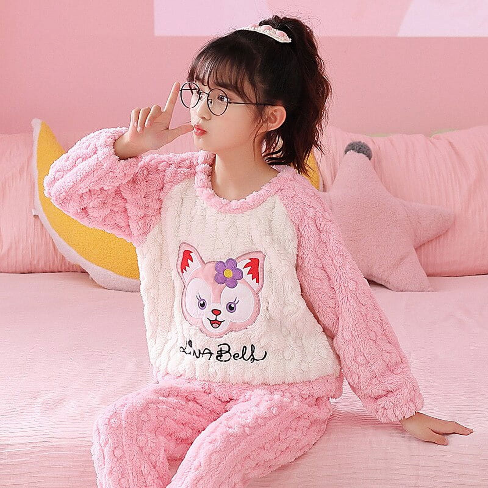Kawaii Cartoon Autumn Winter Sanrio Kuromi Pajamas Set Thickened Cute ...