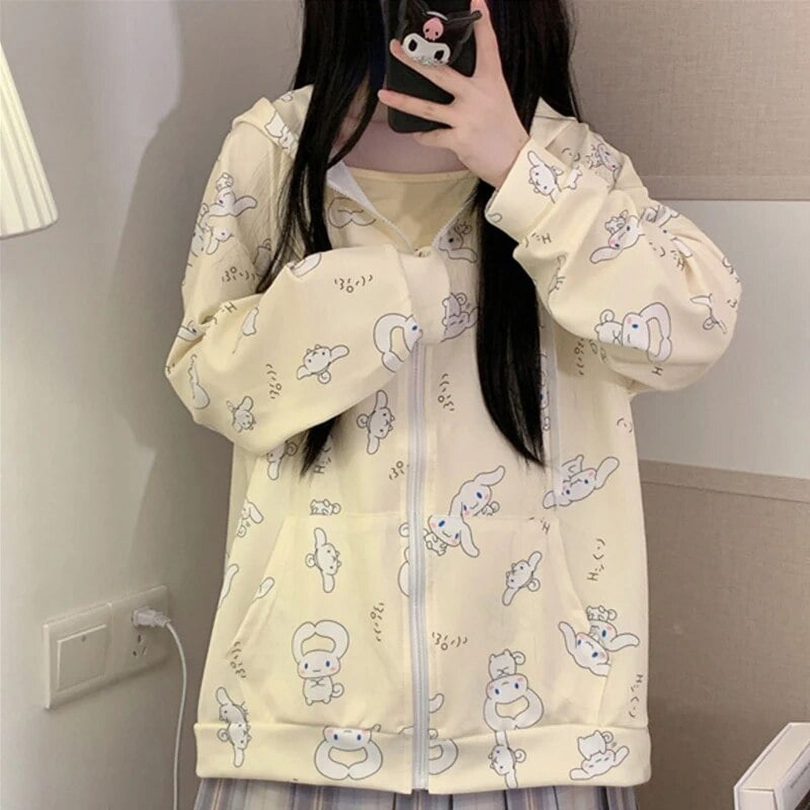 Kawaii Cartoon Cinnamoroll Japanese Jk Hooded Sweater Cardigan Zipper ...