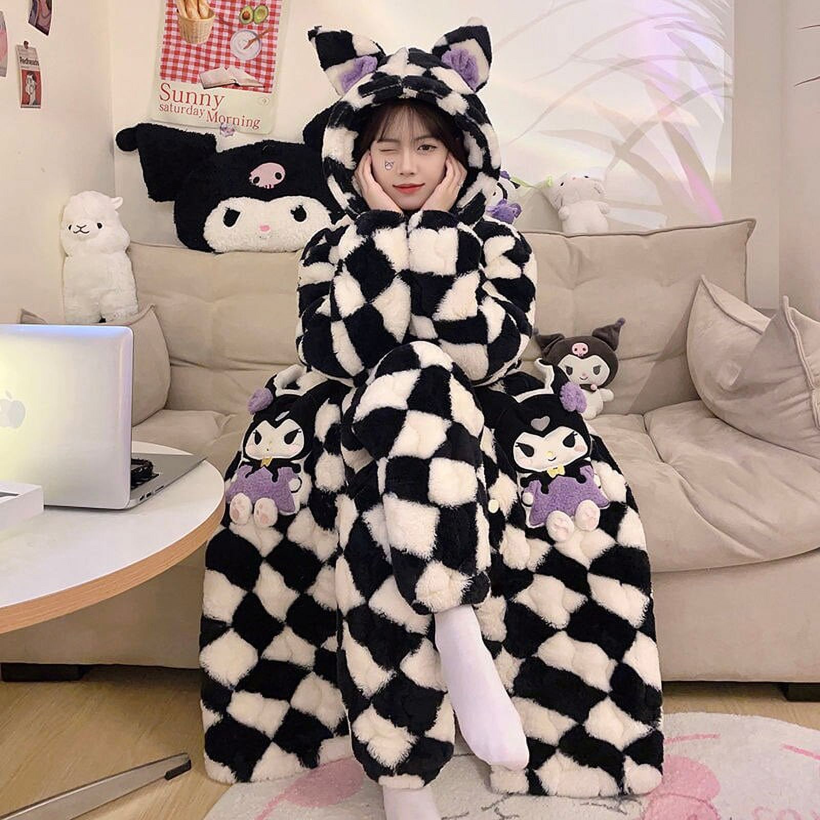 Kawaii Cartoon Sanrio Hello Kittyed Black Melody Cinnamonroll Pajamas ...