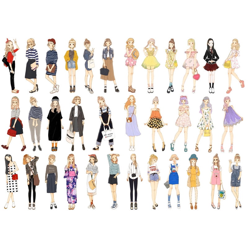 Kawaii Cartoon School Girls Precut Anti-UV Waterproof Decoration Album ...