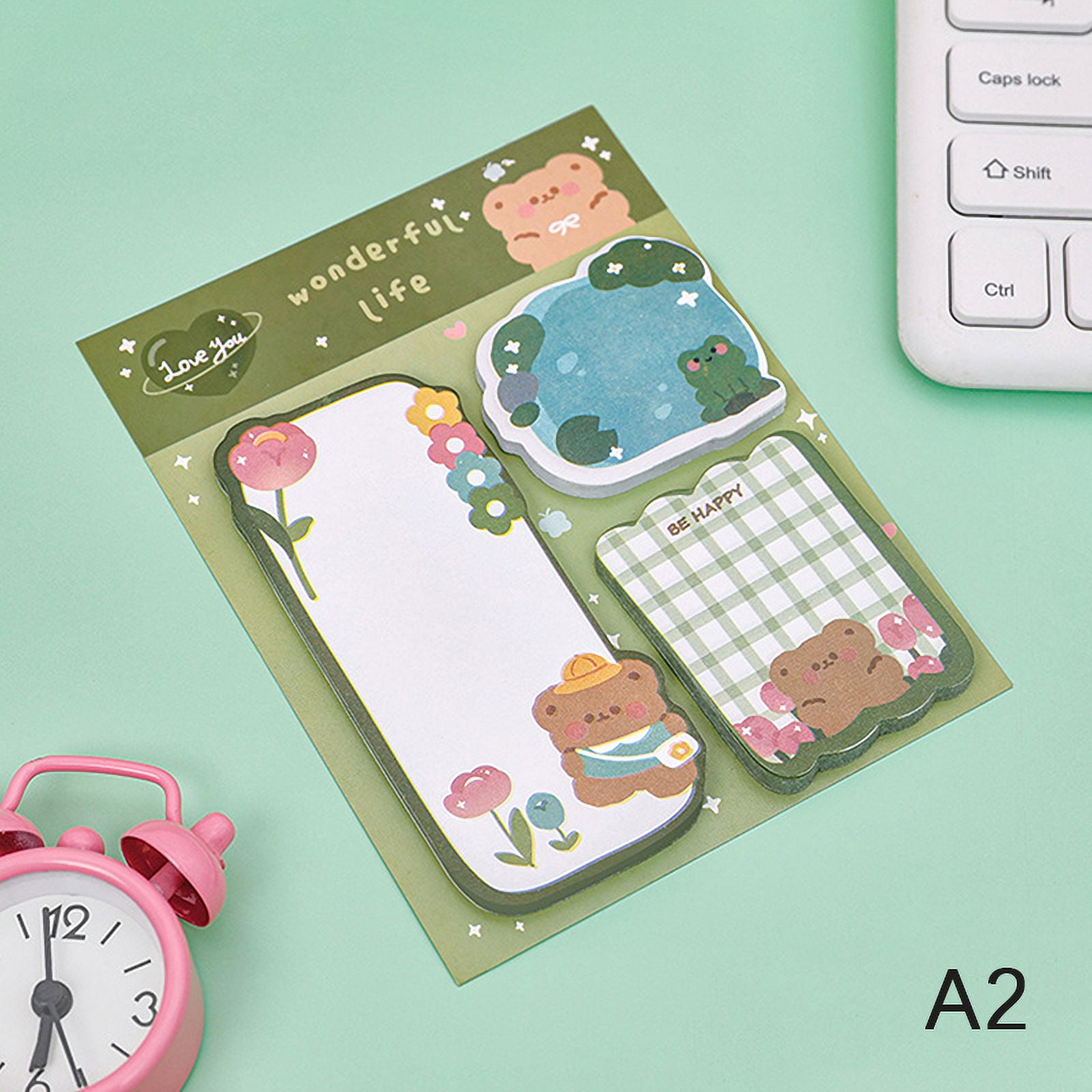 Kawaii Cartoon Strawberry Rabbit Bear Sticky Notes Pad Cute Message N ...