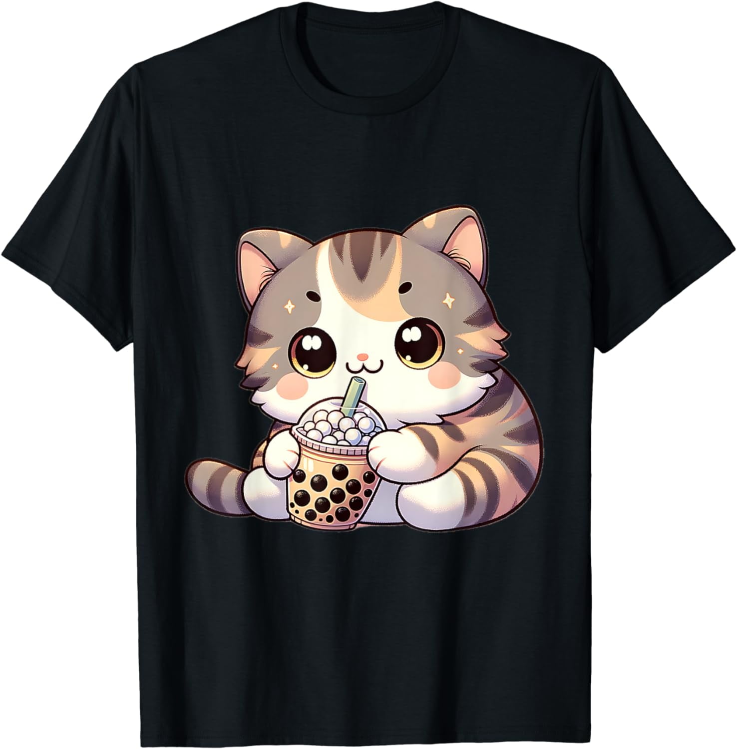 Kawaii Cat Bubble Tea Boba Tea Anime Neko T-Shirt - Walmart.com