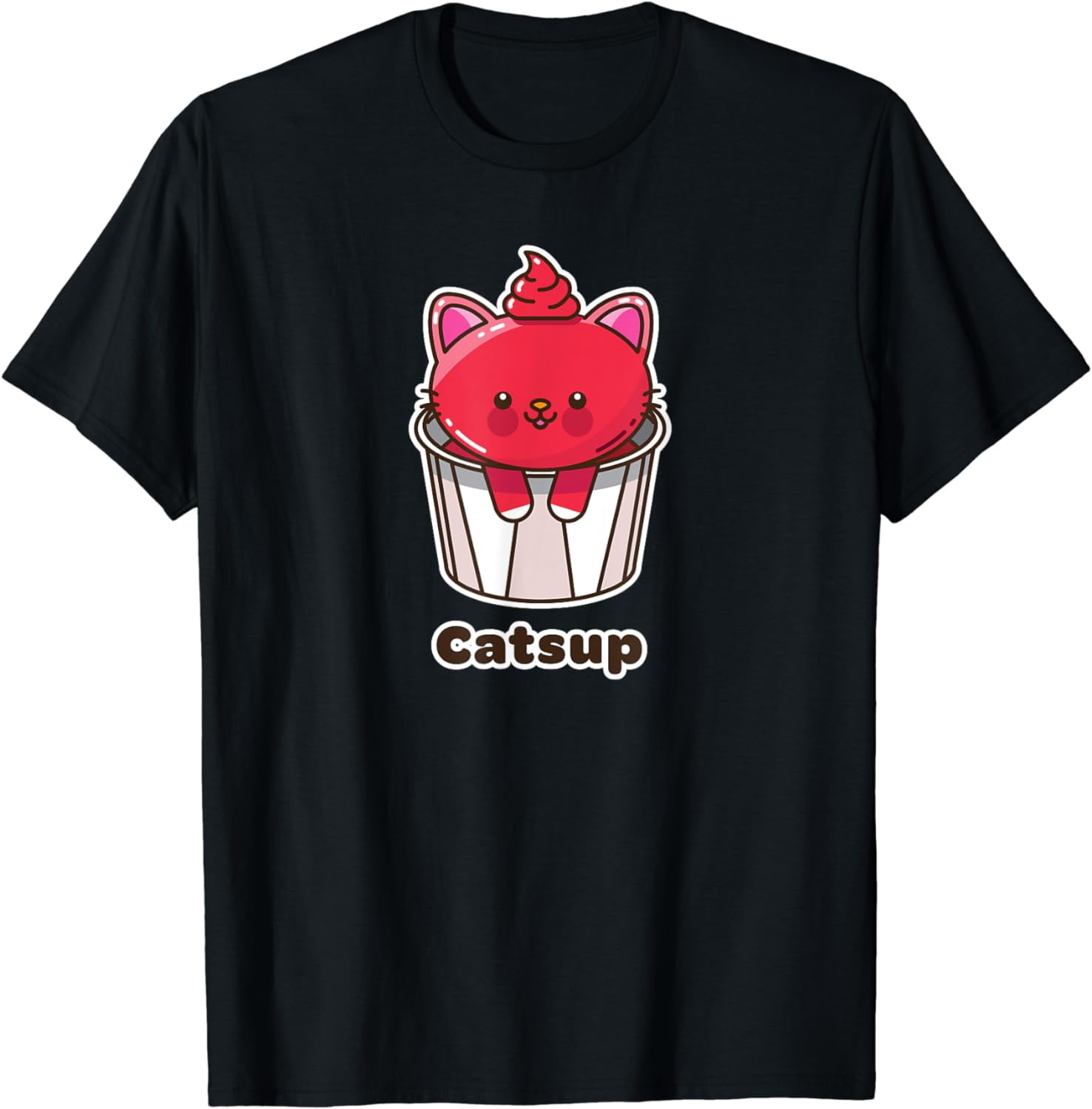 Kawaii Cat Catsup Ketchup Cute Fun Japanese Food Pun Gift T-Shirt ...