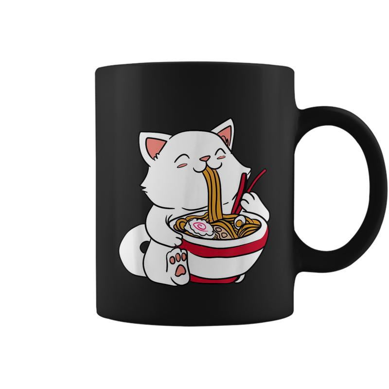 Kawaii Cat Eating Ramen Noodles Japanese Food Anime Graphic - Walmart.com