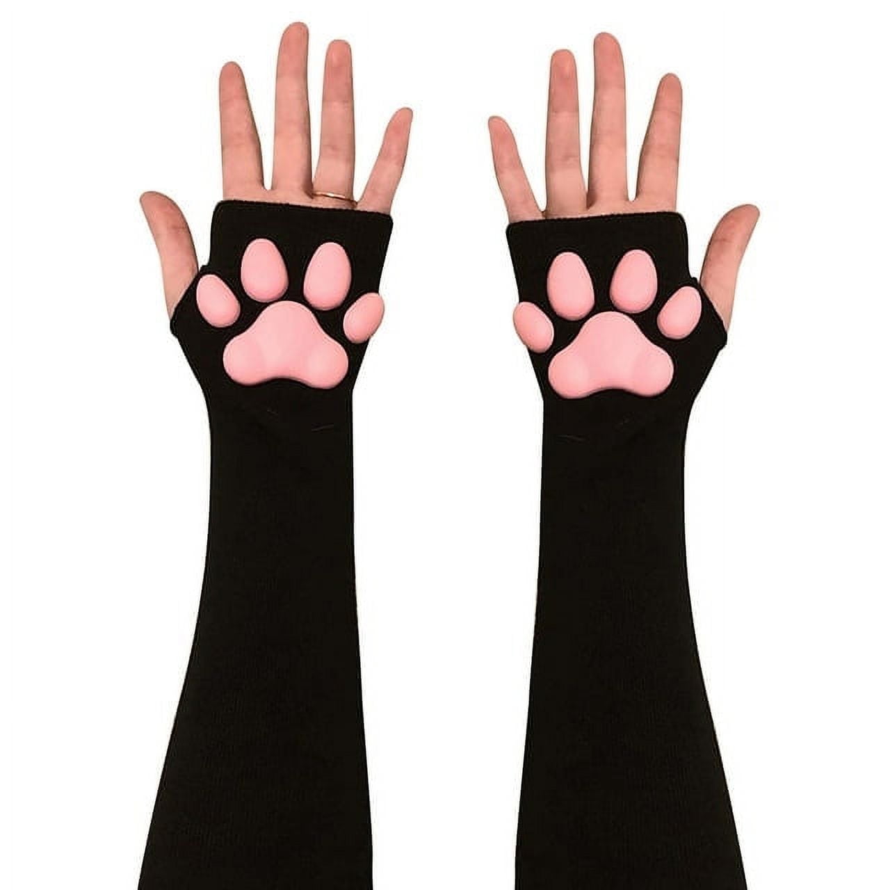 Kawaii Cat Paw Mittens Gloves Cute Soft 3D Toes Beans Fingerless Gloves ...