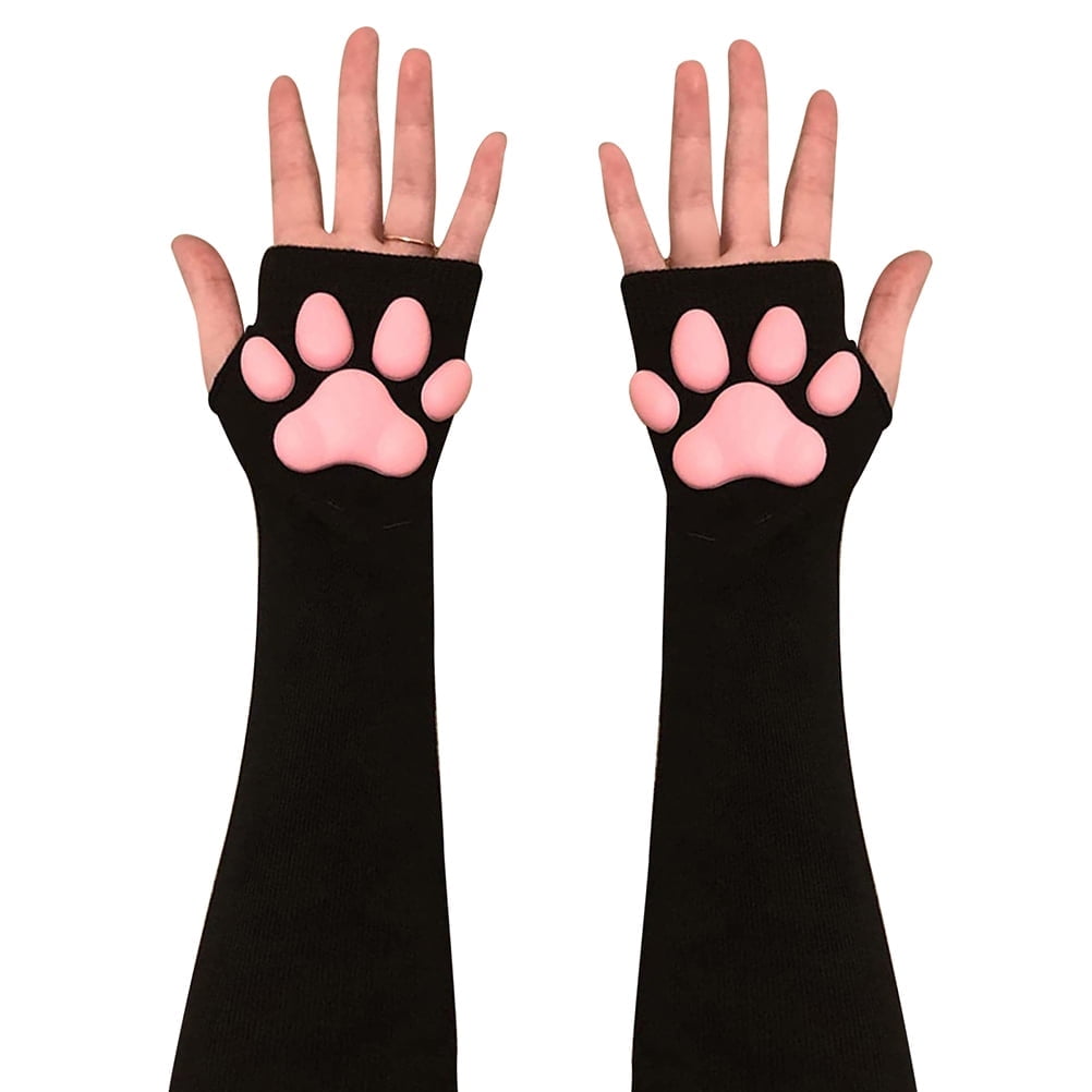 Kawaii Cat Paw Mittens, Soft 3D Toes Beans Fingerless Gloves, Cat Claw ...