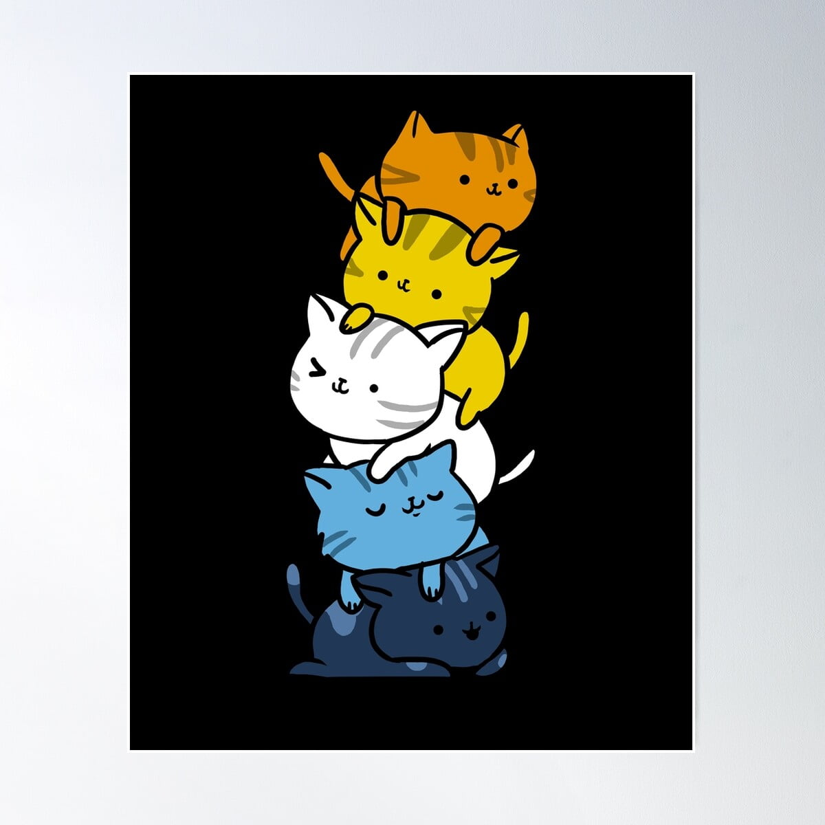 Kawaii Cat Pile Aroace Pride Flag Poster Wall Art, Modern Wall Decor ...