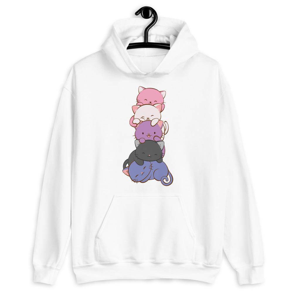 Kawaii Cat Pile Genderfluid Pride Hoodie - Walmart.com