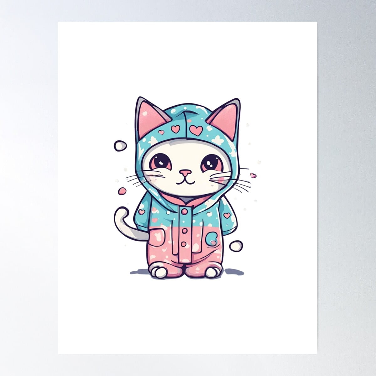 Kawaii Cat Poster Wall Art, Modern Wall Decor For Living Room Bedroom ...