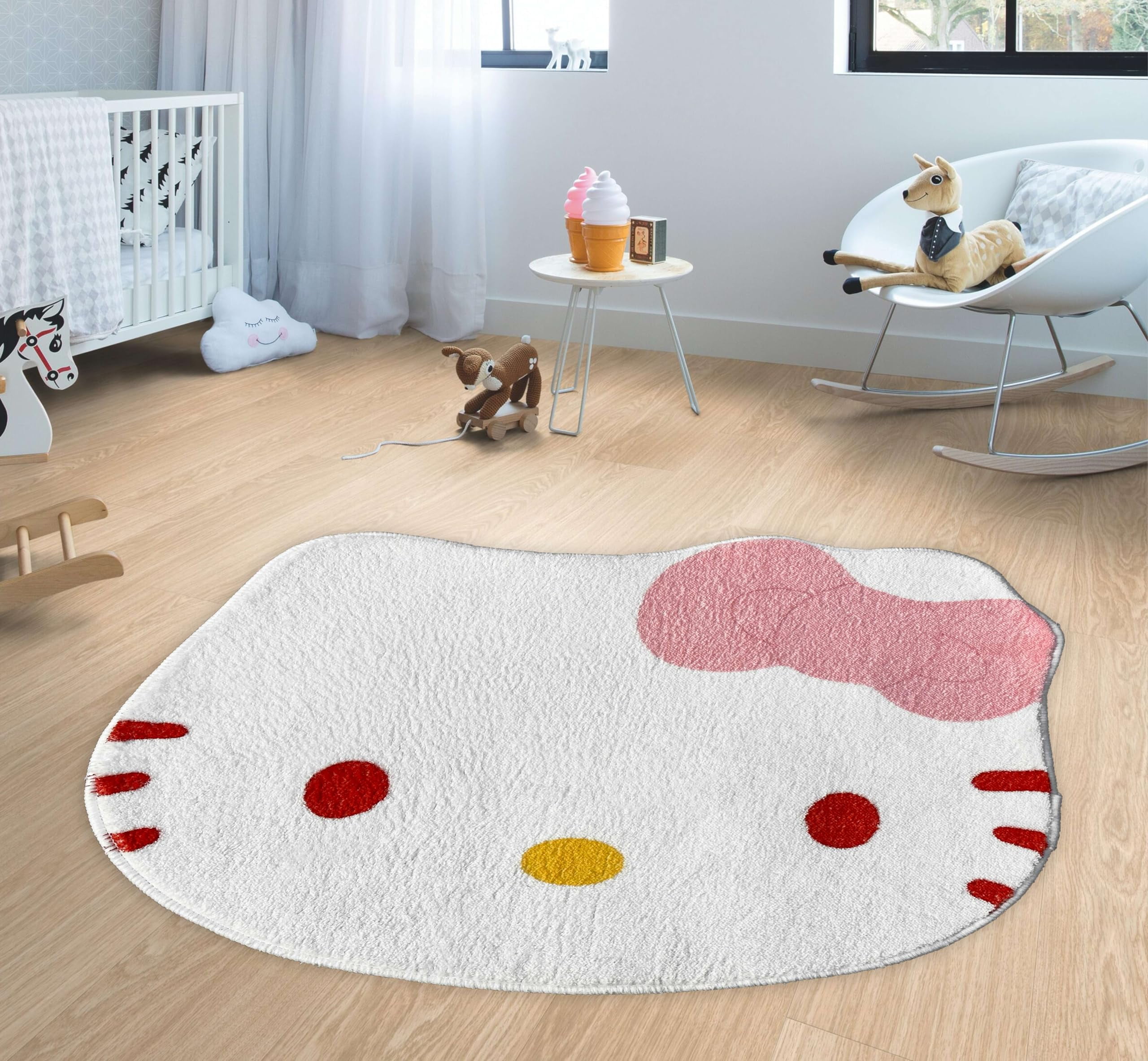 Kawaii Cat Rug Cartoon Anime Area Rug Cute White Cat Face Carpet Modern ...