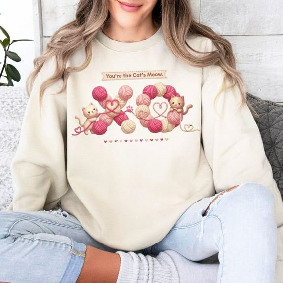 Kawaii Cat Valentine Sweatshirt Cute Cat Mom - Walmart.com