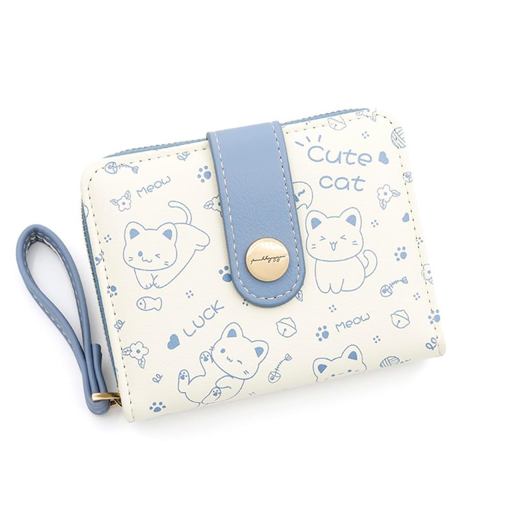 MINKUROW Kawaii Cat Wallet for Women Girls Cute Cartoon Cat Zipper ...