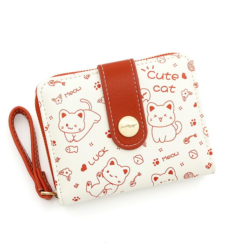 MINKUROW Kawaii Cat Wallet for Women Girls Cute Cartoon Cat Zipper ...