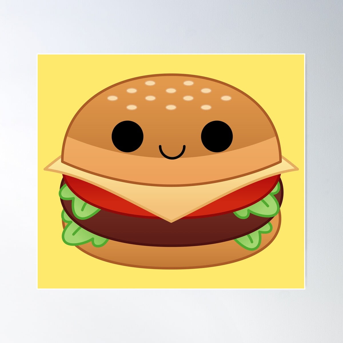 Kawaii Cheeseburger Poster Wall Art, Modern Wall Decor For Living Room ...