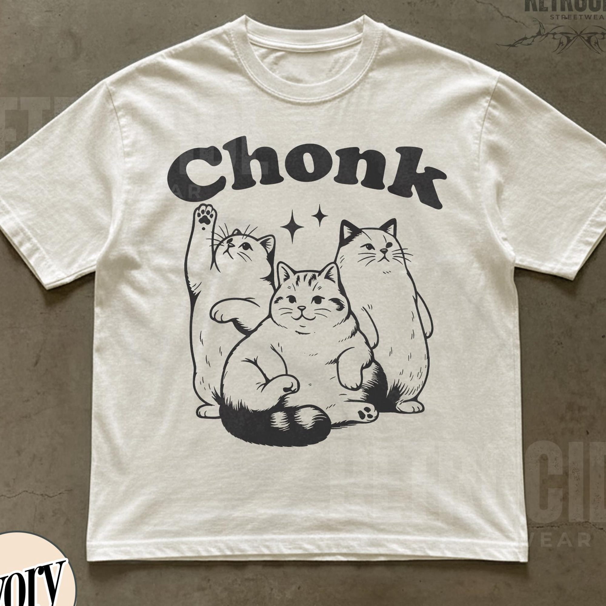 Kawaii Chonk Cat Shirt Funny Fat Cat Meme Shirt Aesthetic Kitty Top ...