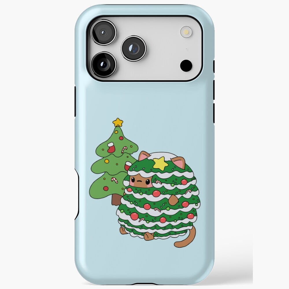 Kawaii Chonky Xmas Cat Protective Case for iPhone 11 12 13 14 15 16 17 ...