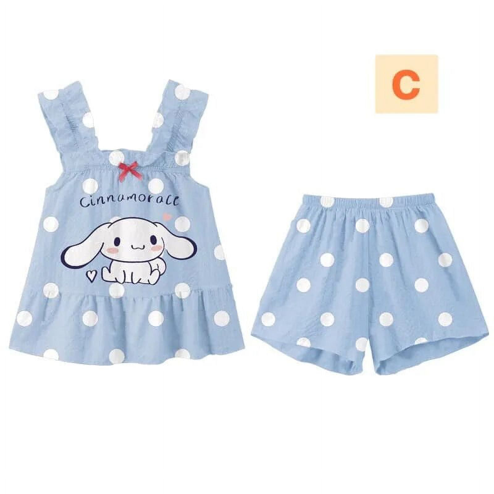 Kawaii Cinnamoroll Girls Cartoon Short Sleeve Home Clothes Suit Summer ...