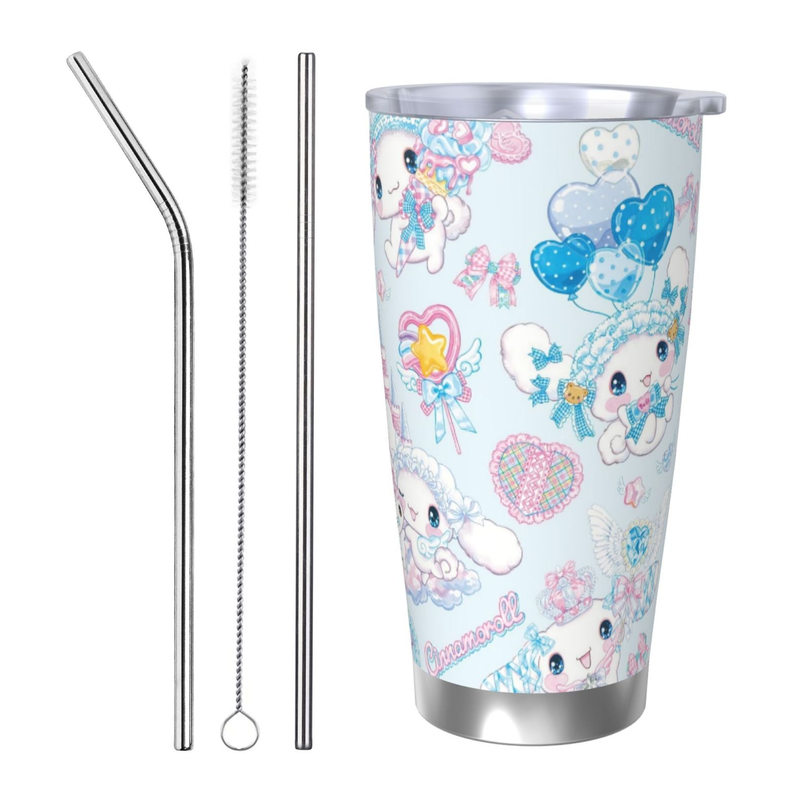 Kawaii Cinnamoroll Kids Water Bottle with Straw Lid,Insulated Stainless Steel Reusable Tumbler ...