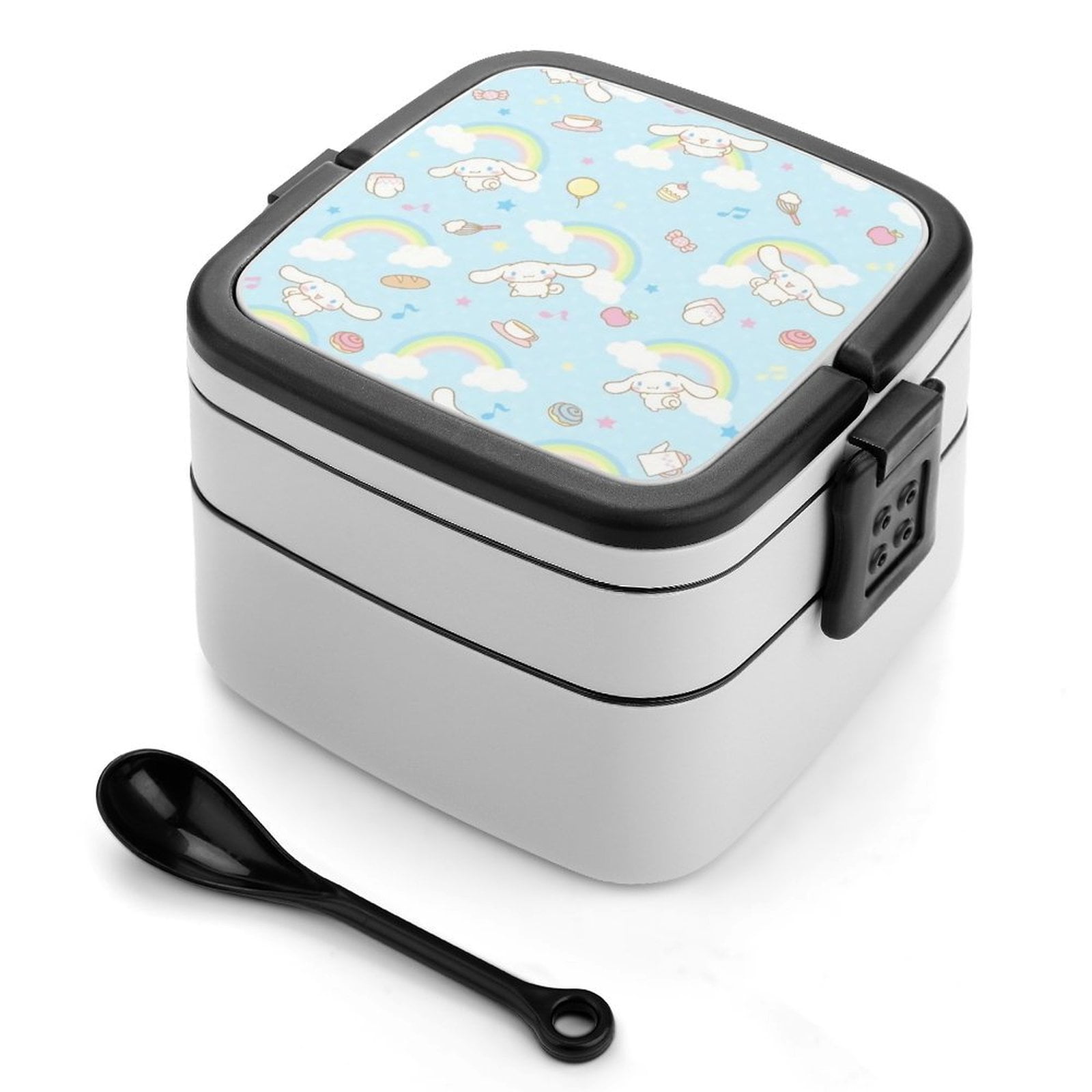 Kawaii Cinnamoroll Rainbow Clouds Reusable Bento Boxes Lunch Box Double ...