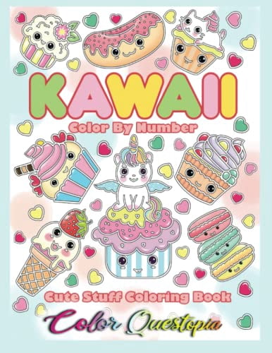 Pre-Owned Kawaii Color By Number - Cute Stuff Coloring Book: Adorable ...