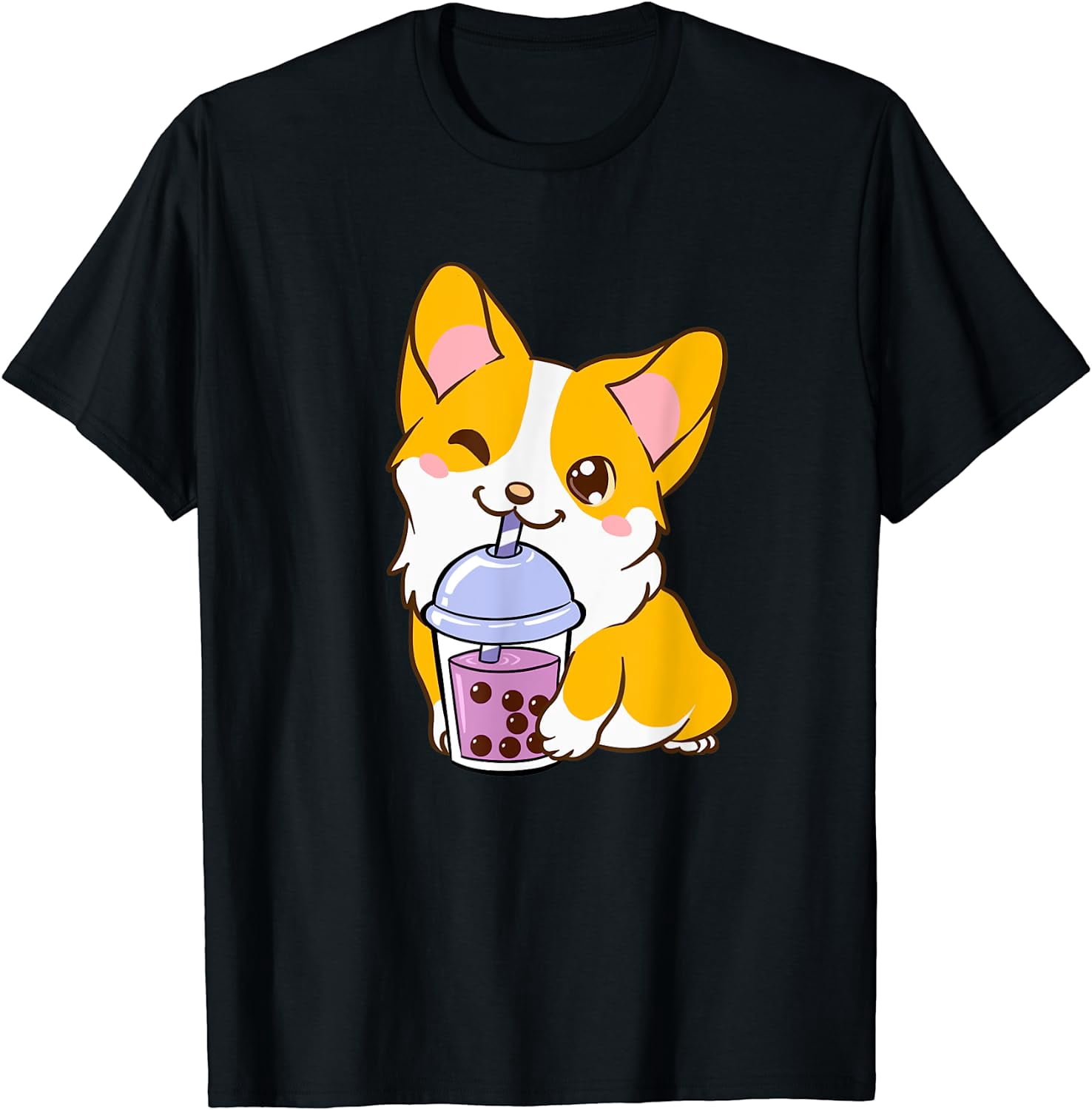 Kawaii Corgi Loves Bubble Tea Funny Boba's Welsh Dog T-Shirt - Walmart.com