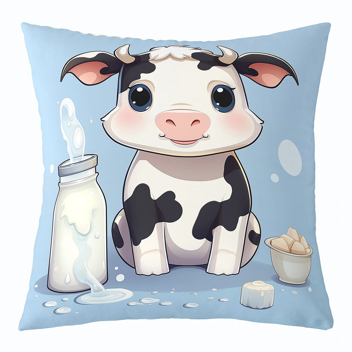Kawaii Cow Cushion Cover Cute White Black Cattle Pillow Cover Milk Cow ...