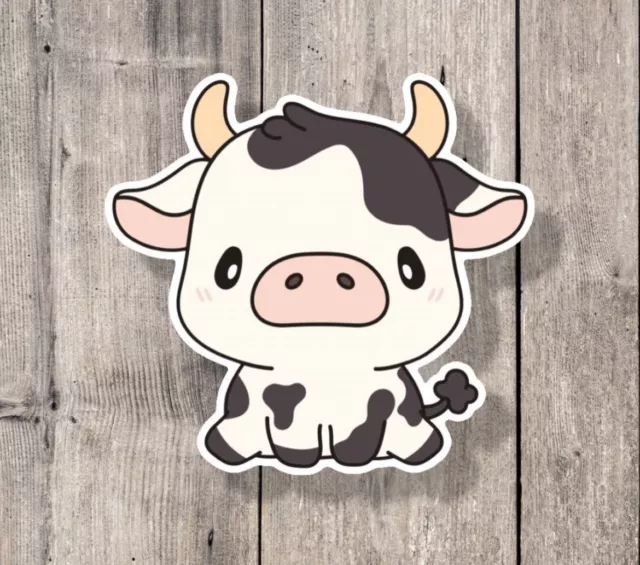 Kawaii Cow Vinyl Sticker Laptop Sticker Water Bottle Sticker ...