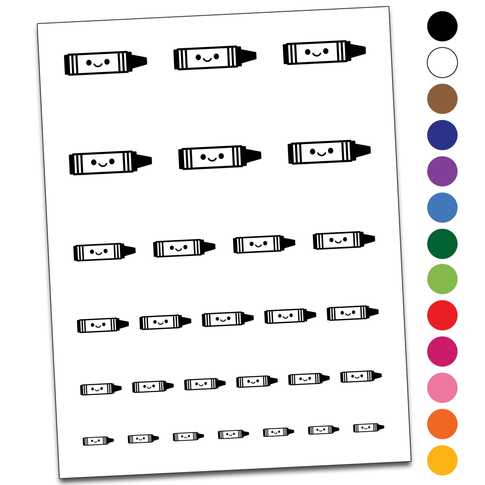 Kawaii Crayon Crafts Teacher School Water Resistant Temporary Tattoo Set Fake Body Art ...