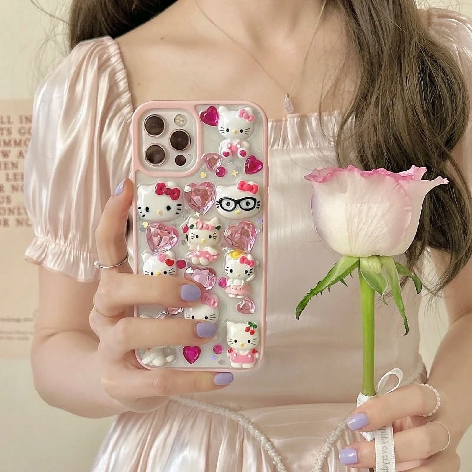 Kawaii Cute 3D Sanrio Hello Kitty Diamond Transparent Phone Case For ...