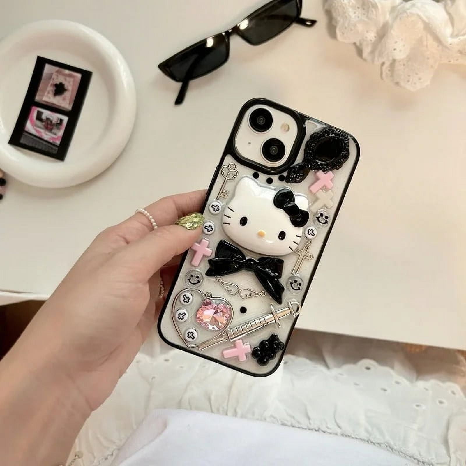 Kawaii Cute 3D Sanrio Y2K Hello Kitty Transparent Phone Case For iPhone ...