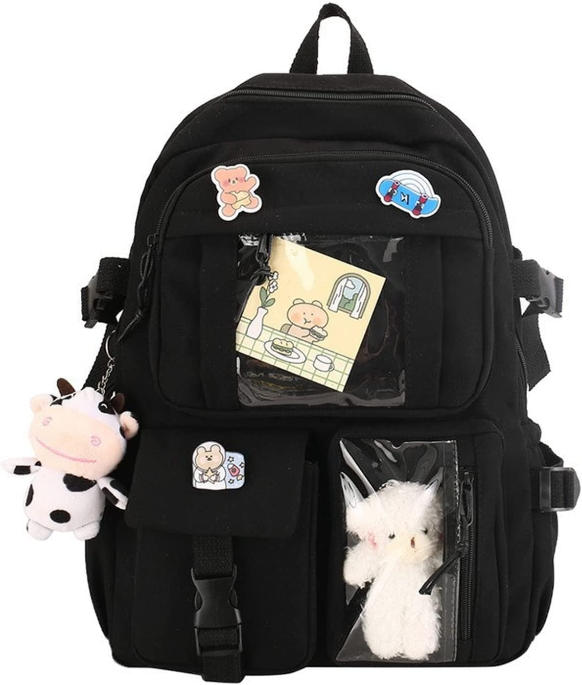 Kawaii Cute Bear Backpack with Cow Pendant & Pins - Back To School ...