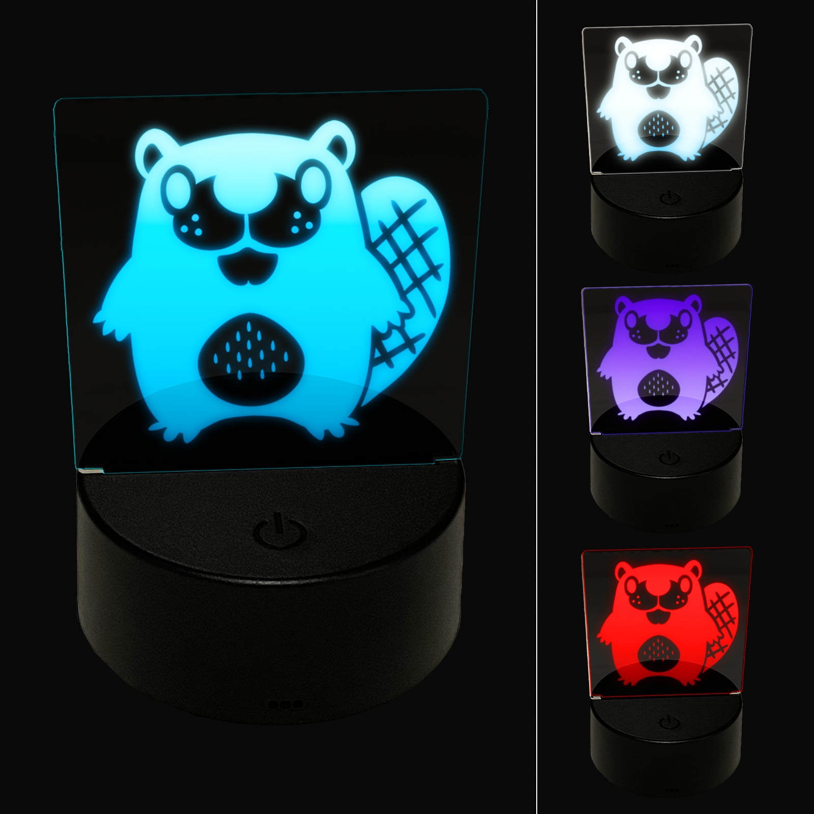 Kawaii Cute Beaver Buddy LED Night Light Sign 3D Illusion Desk ...