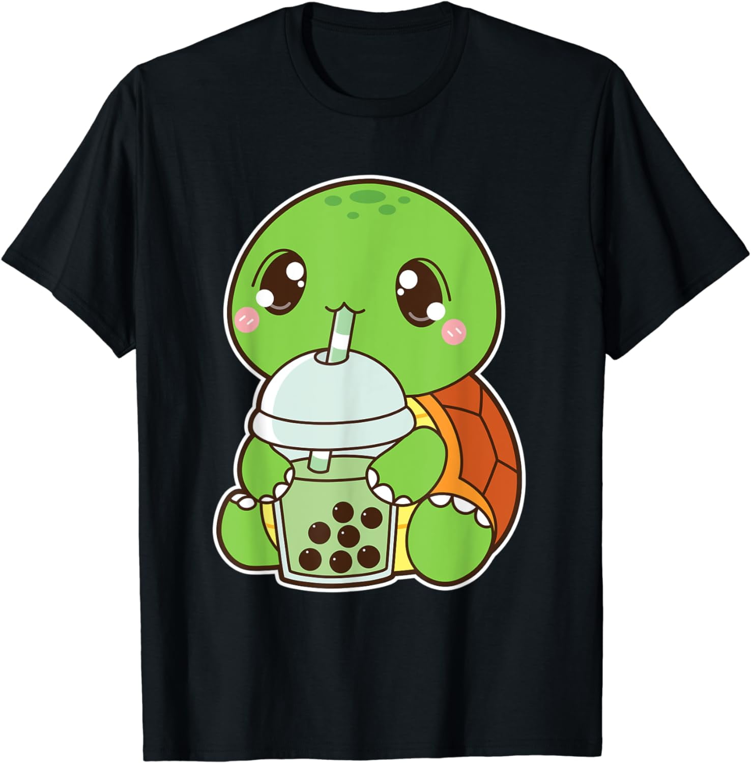 Kawaii Cute Boba Turtle Reptile Matcha Green Bubble Milk Tea T-Shirt ...