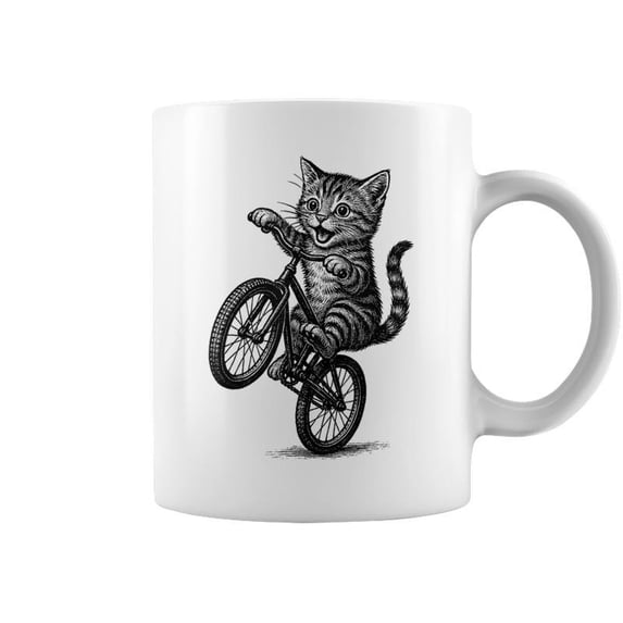Kawaii Cute Cat Riding Bicycle Cycling Biker Cyclist Coffee Mugs ...