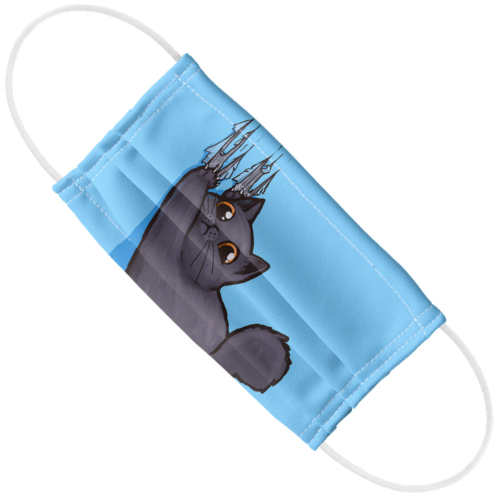 Kawaii Cute Cat Scratching Wall 1-Ply Reusable Face Mask Covering ...