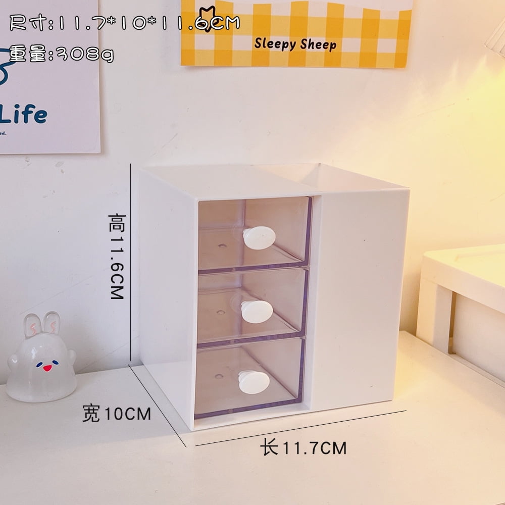 Kawaii Cute Desktop Storage Box Plastic Drawer Pen Holder Student ...