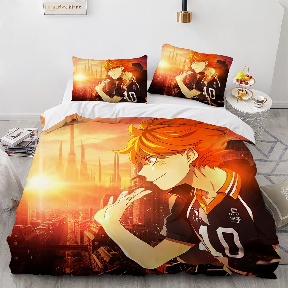 Kawaii Cute Haikyuu Bedding Bed Set King for Kids Teens Boys Girls Room ...