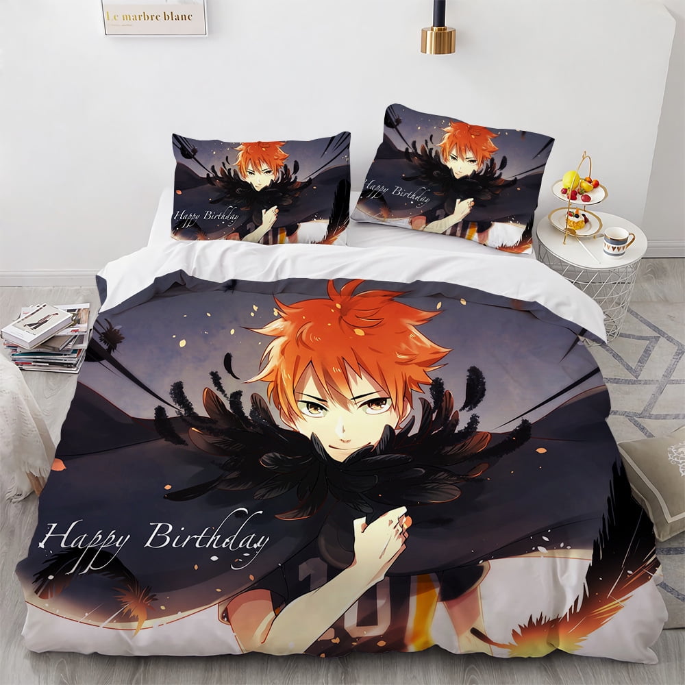 Kawaii Cute Haikyuu Bedding Bed Set King for Kids Teens Boys Girls Room ...