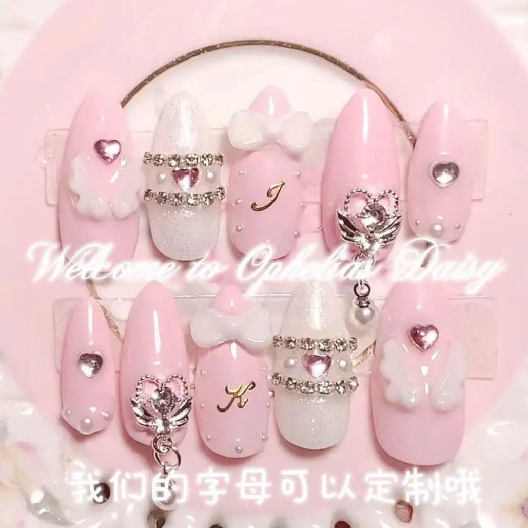 Kawaii Cute Sanrios Kuromi Hello Kitty Almond Metal Nail Art Japanese Decoration Handwork ...