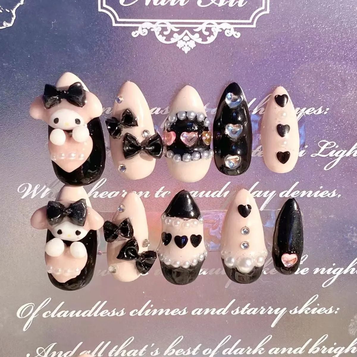 Kawaii Cute Sanrios Kuromi Hello Kitty Almond Metal Nail Art Japanese Decoration Handwork ...