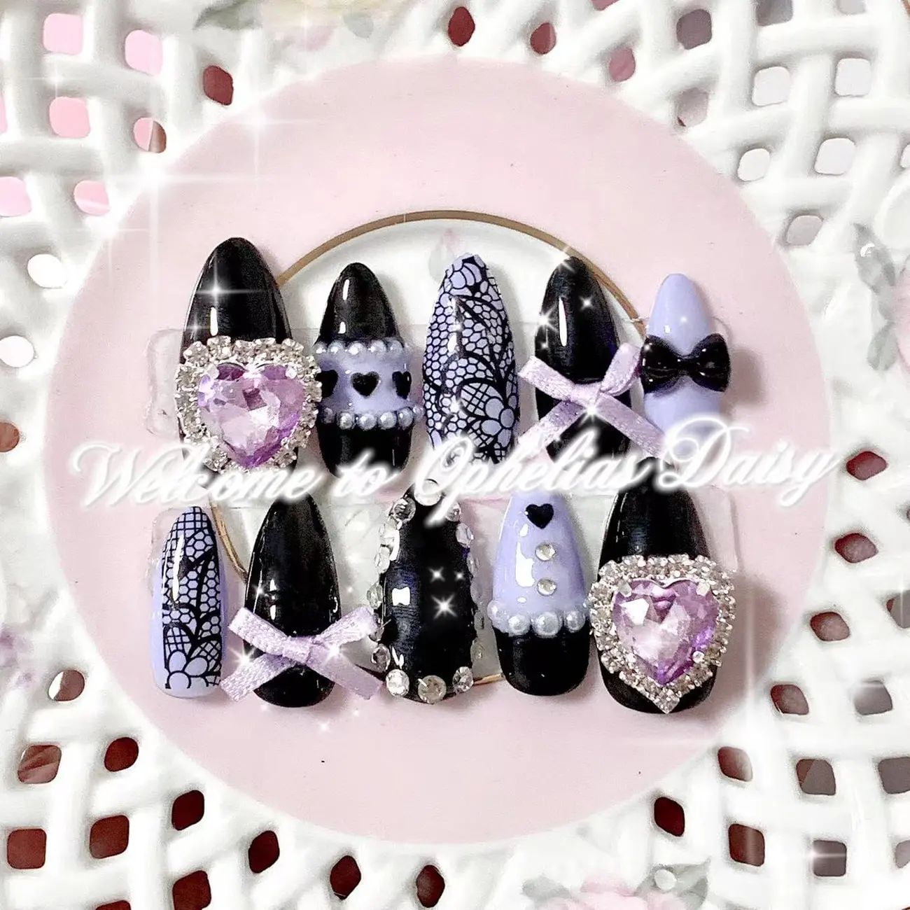 Kawaii Cute Sanrios Kuromi Hello Kitty Almond Metal Nail Art Japanese Decoration Handwork ...