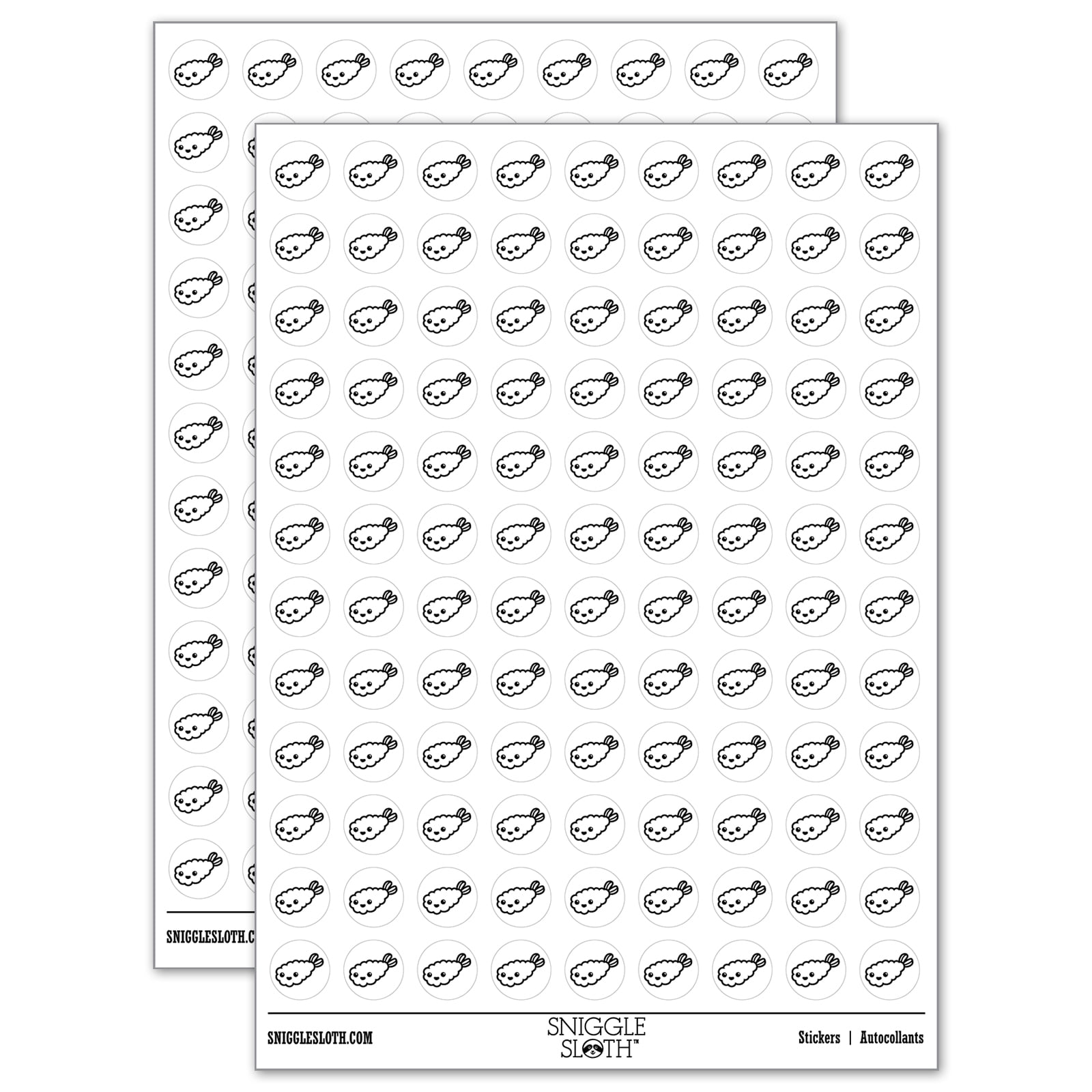 Kawaii Cute Shrimp Tempura Ebi 200+ Round Stickers - White - Matte ...
