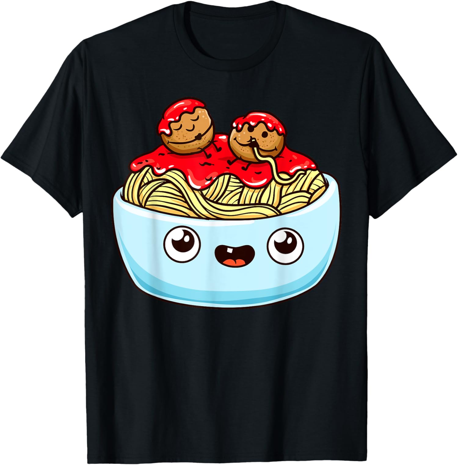 Kawaii Cute Spaghetti and meatballs - Cute Kawaii Food T-Shirt ...