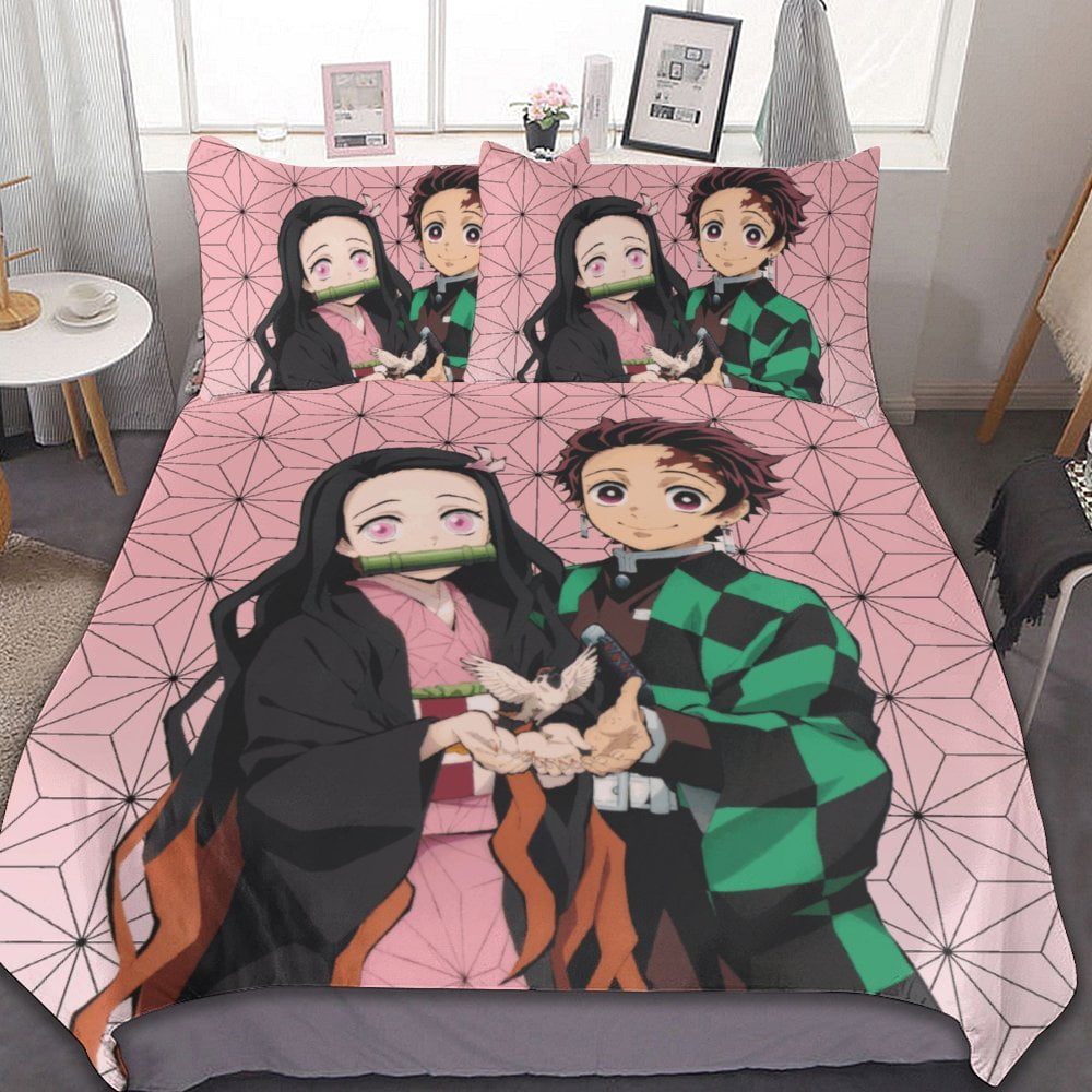 Kawaii Demon Slayer Duvet Cover Set 3D Printed Tanjiro Nezuko Zenitsu ...