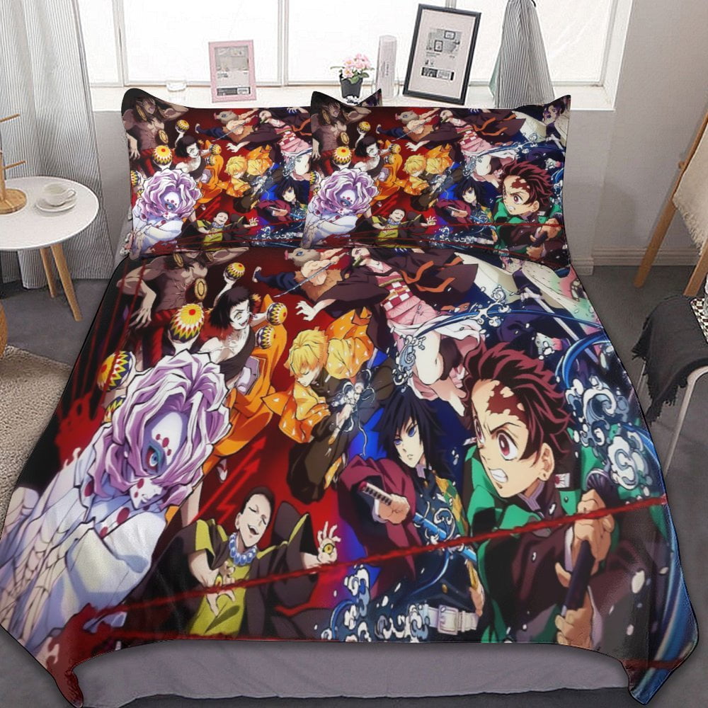 Kawaii Demon Slayer Duvet Cover Set 3D Printed Tanjiro Nezuko Zenitsu ...
