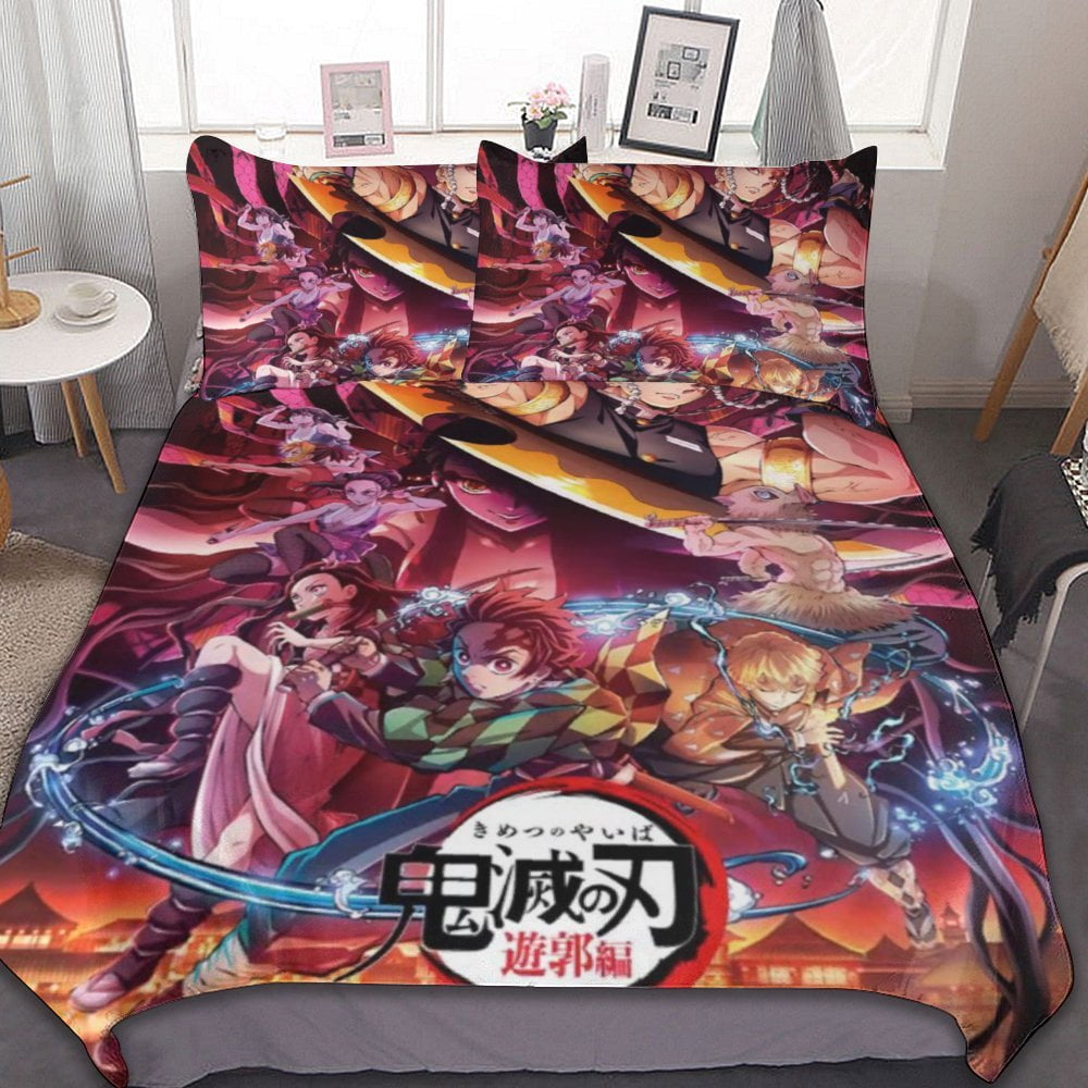 Kawaii Demon Slayer Duvet Cover Set 3D Printed Tanjiro Nezuko Zenitsu ...
