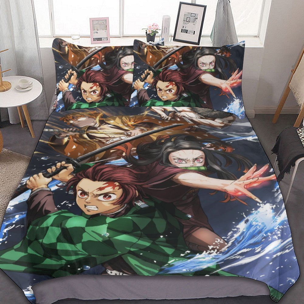 Kawaii Demon Slayer Duvet Cover Set 3D Printed Tanjiro Nezuko Zenitsu ...