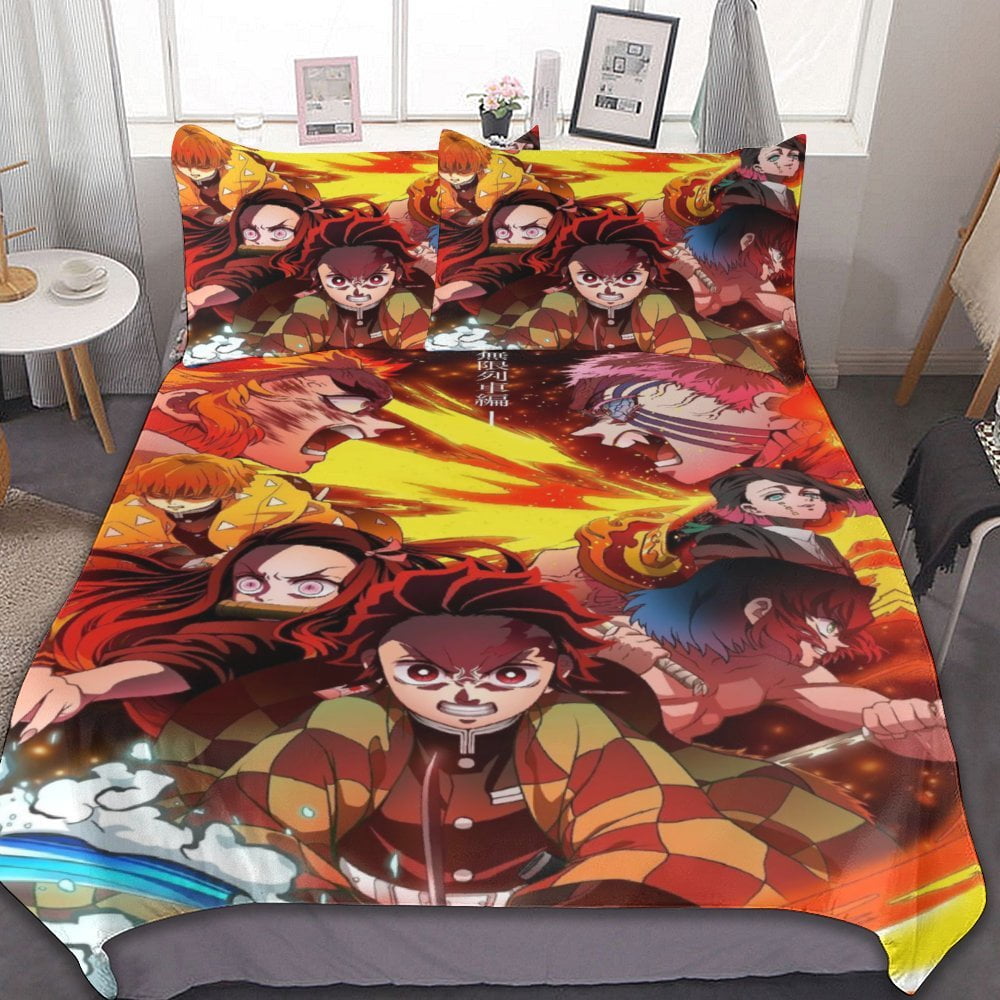 Kawaii Demon Slayer Duvet Cover Set 3D Printed Tanjiro Nezuko Zenitsu ...