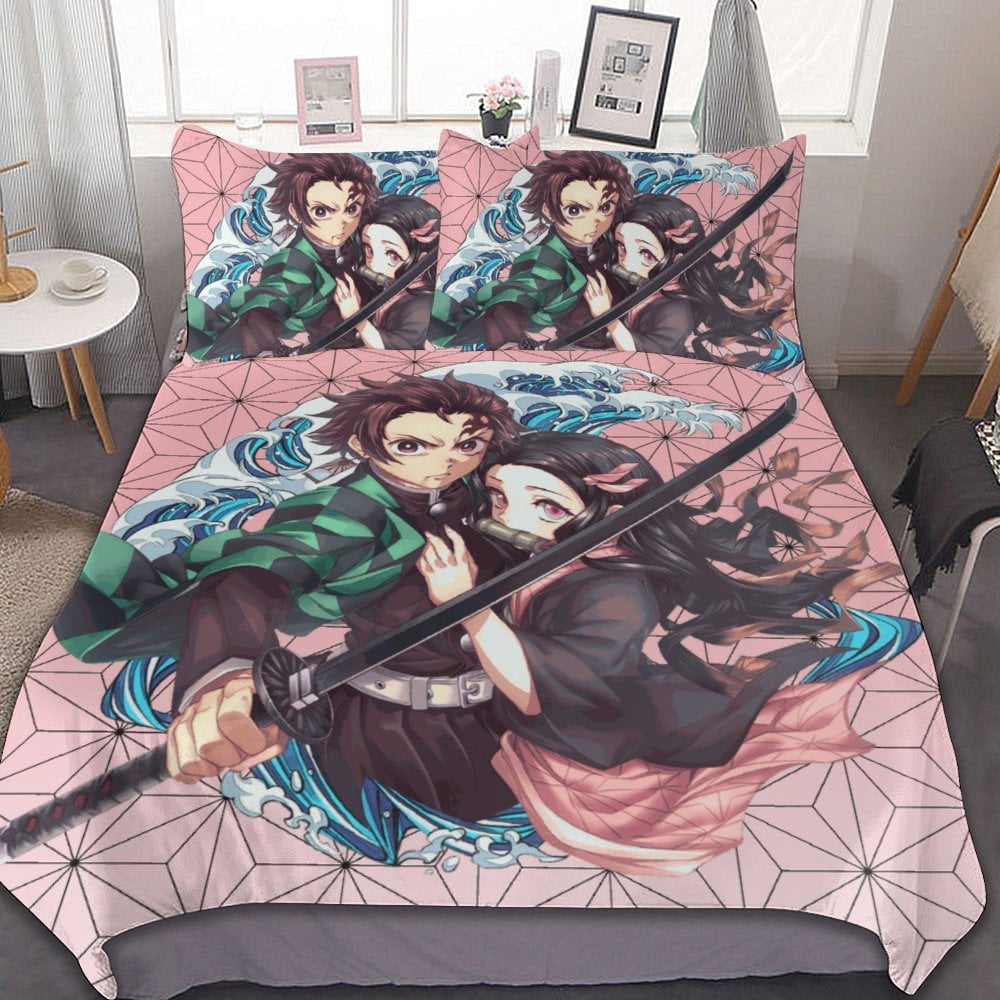 Kawaii Demon Slayer Duvet Cover Set 3D Printed Tanjiro Nezuko Zenitsu ...