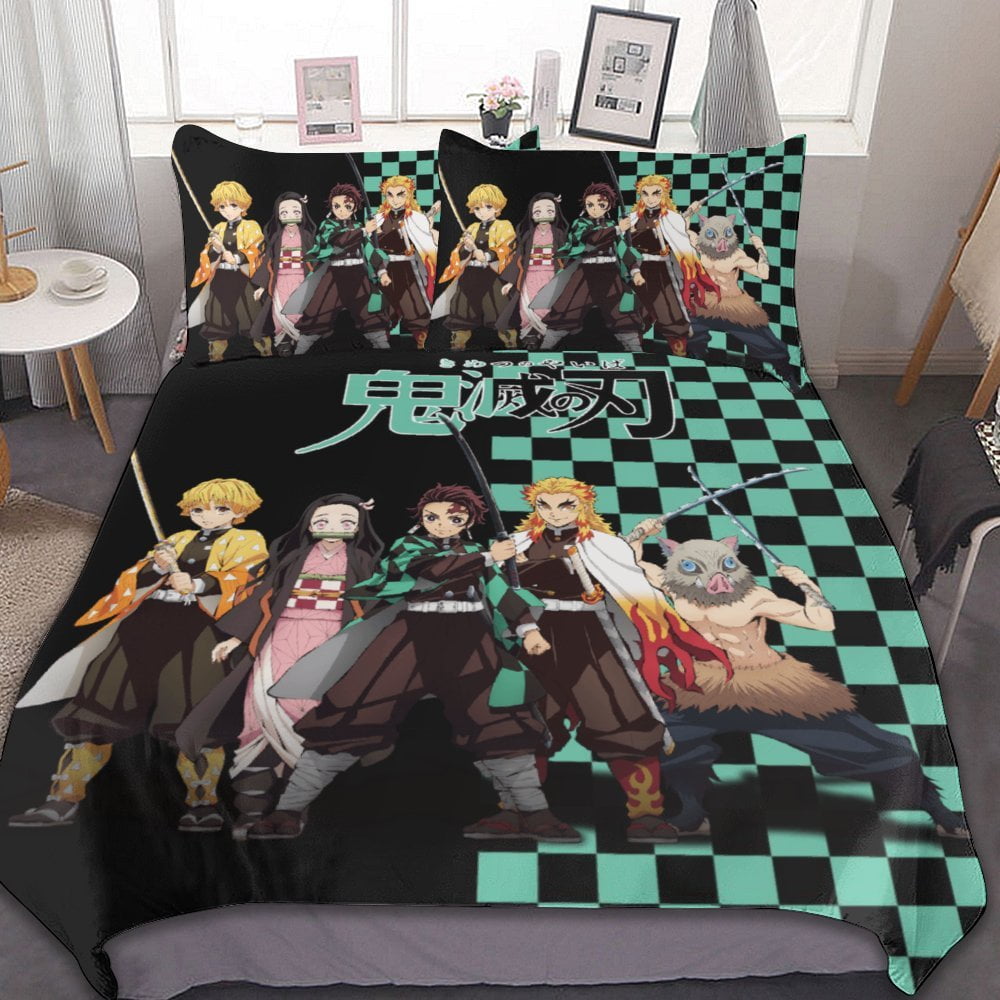 Kawaii Demon Slayer Duvet Cover Set 3D Printed Tanjiro Nezuko Zenitsu ...
